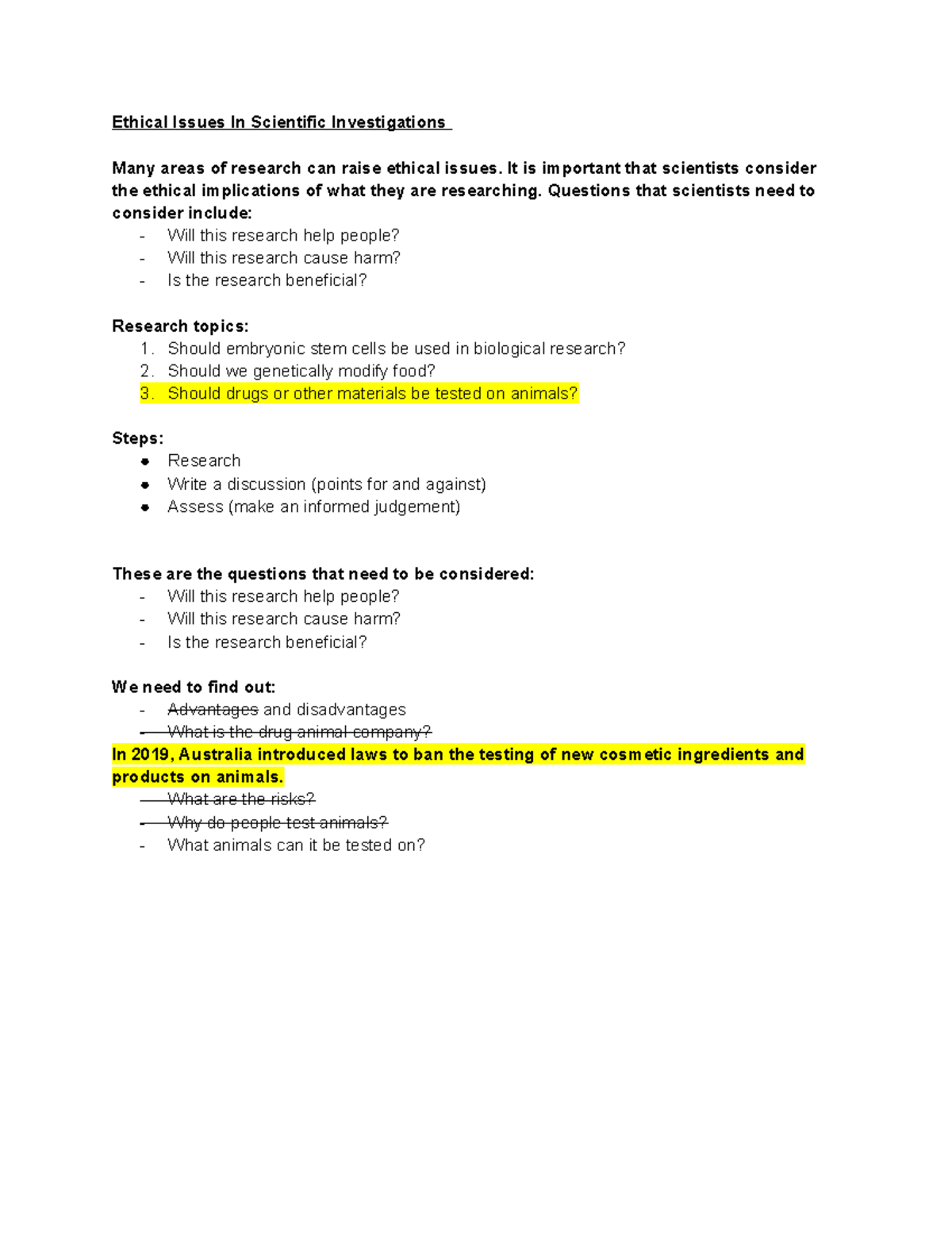 Ethical Issues In Scientific Investigations - It is important that ...