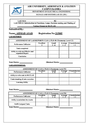 Lab Report 7: Convolution of LTI systems in MATLAB - EXPERIMENT 07 ...
