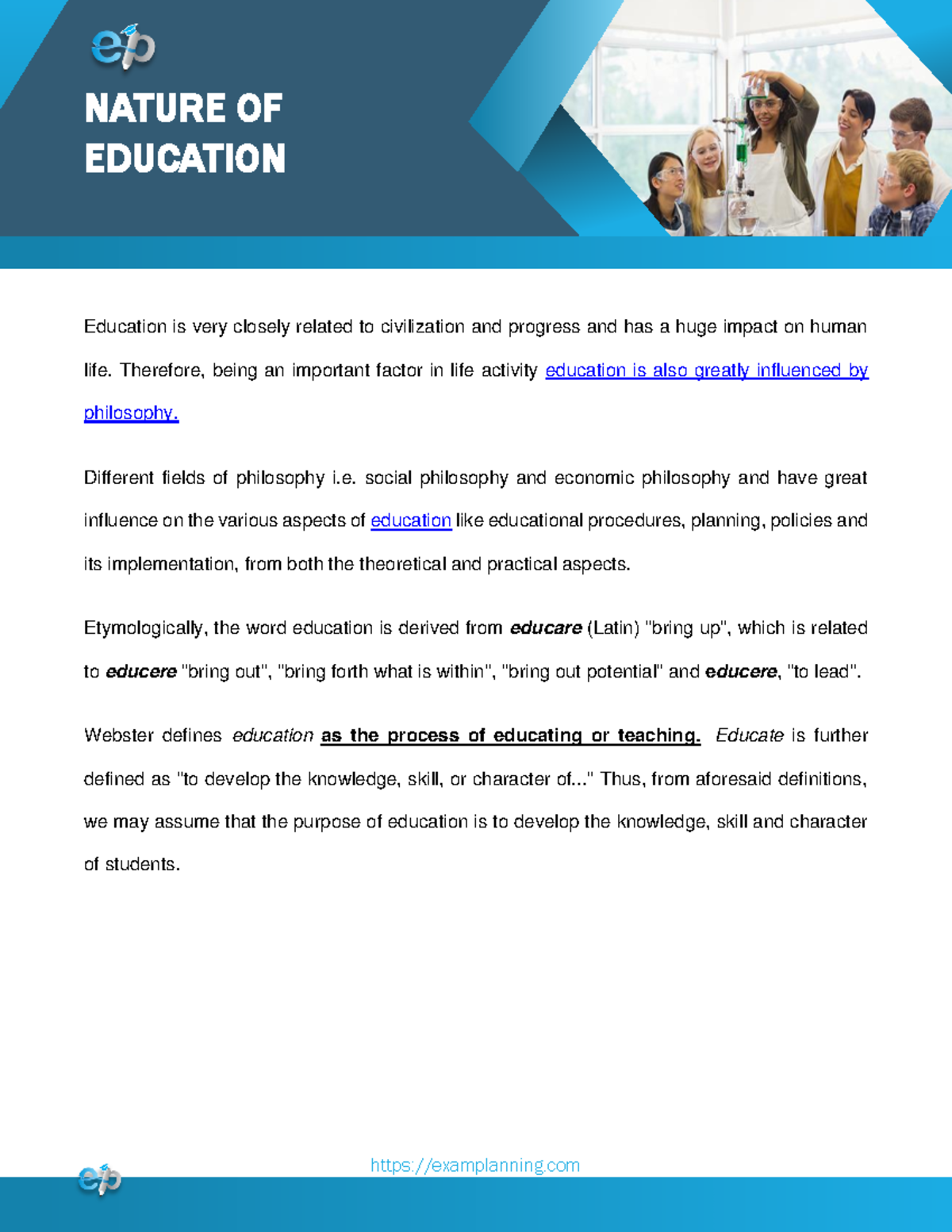 Nature of education. the description of education. - examplanning ...