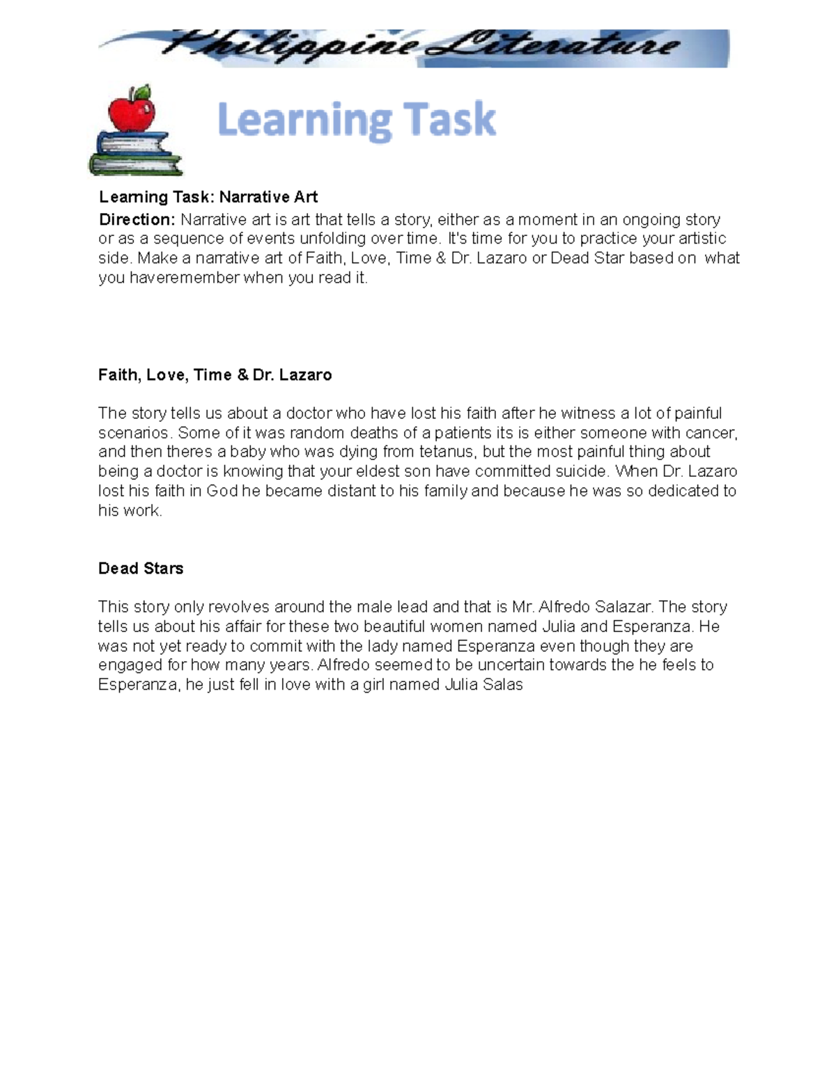 Chapter V - Learning TASK - Literature IN Central Luzon AND Southern ...