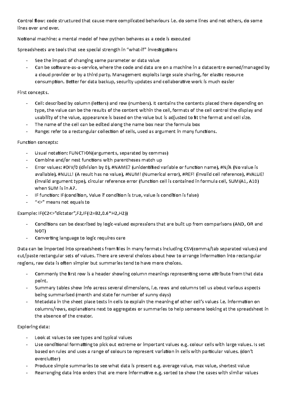 Control flow - Lecture notes 1-13 - Control flow: code structured that ...