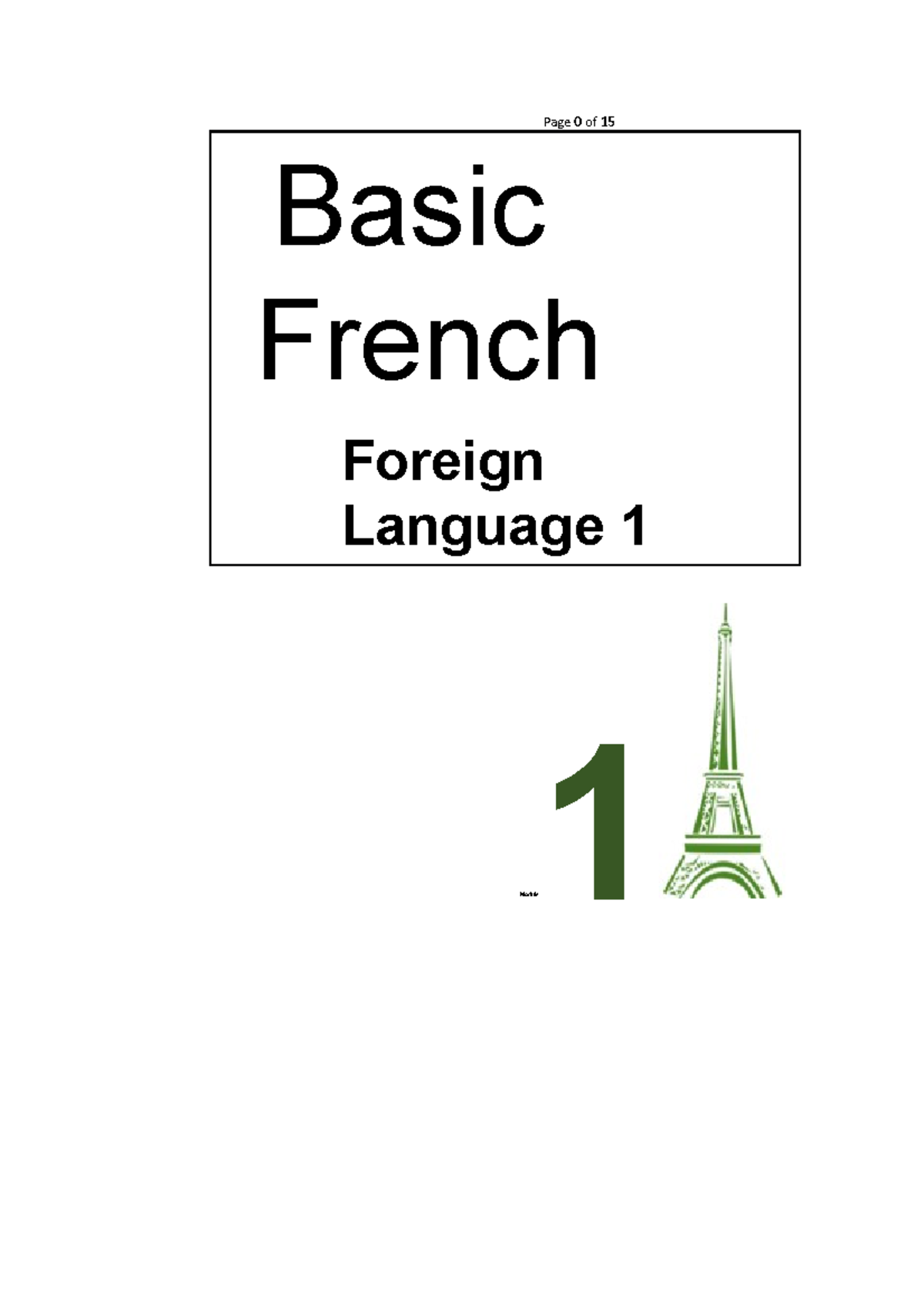 Module 1 FL1 - none - Page 0 of 15 Basic French Foreign Language 1 ...
