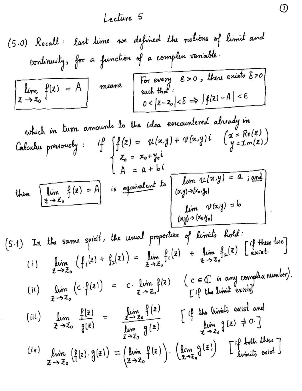 Lecture 05 - Introduction to complex Analysis - Studocu