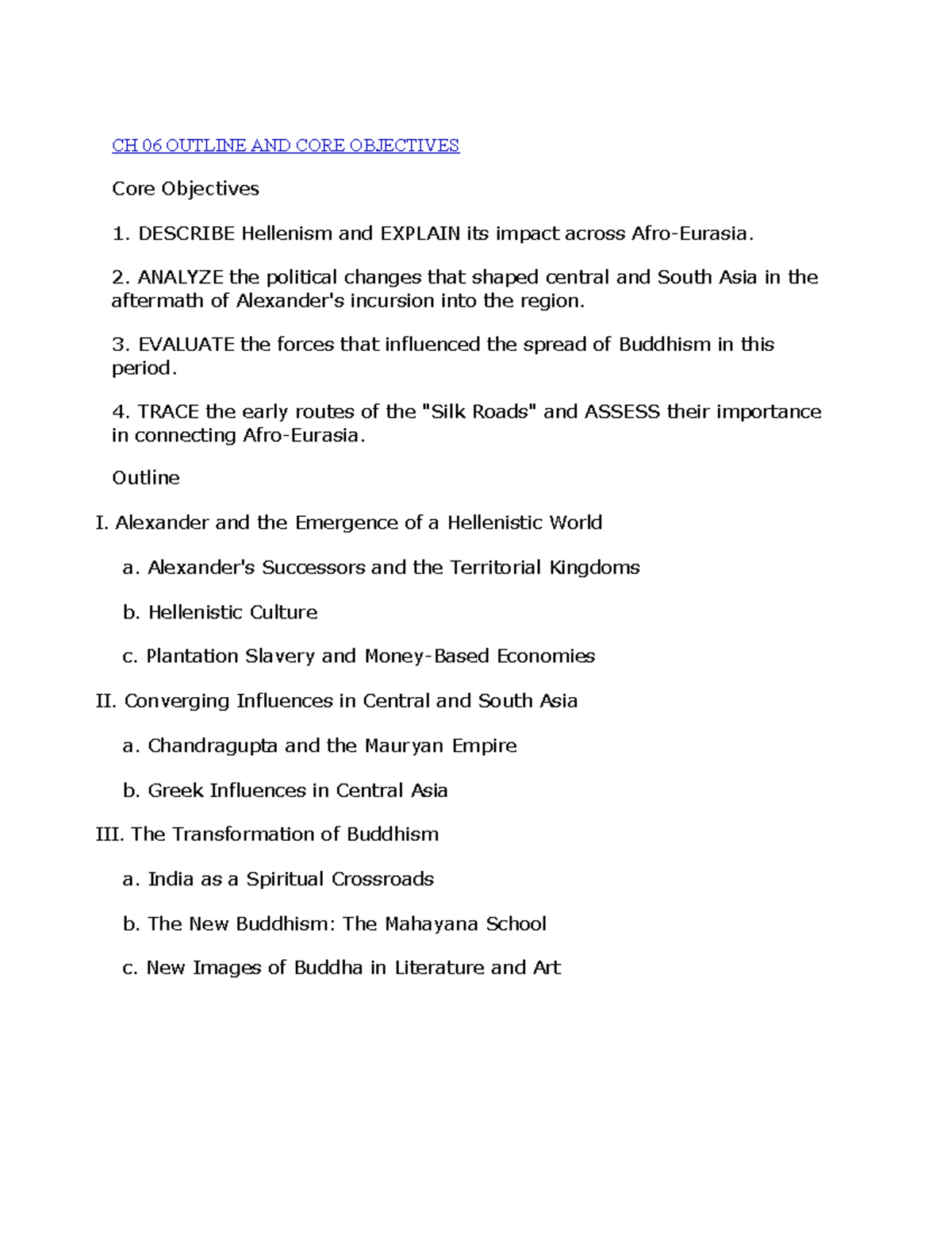 Chapter 6 Core Objectives - CH 06 OUTLINE AND CORE OBJECTIVES Core ...