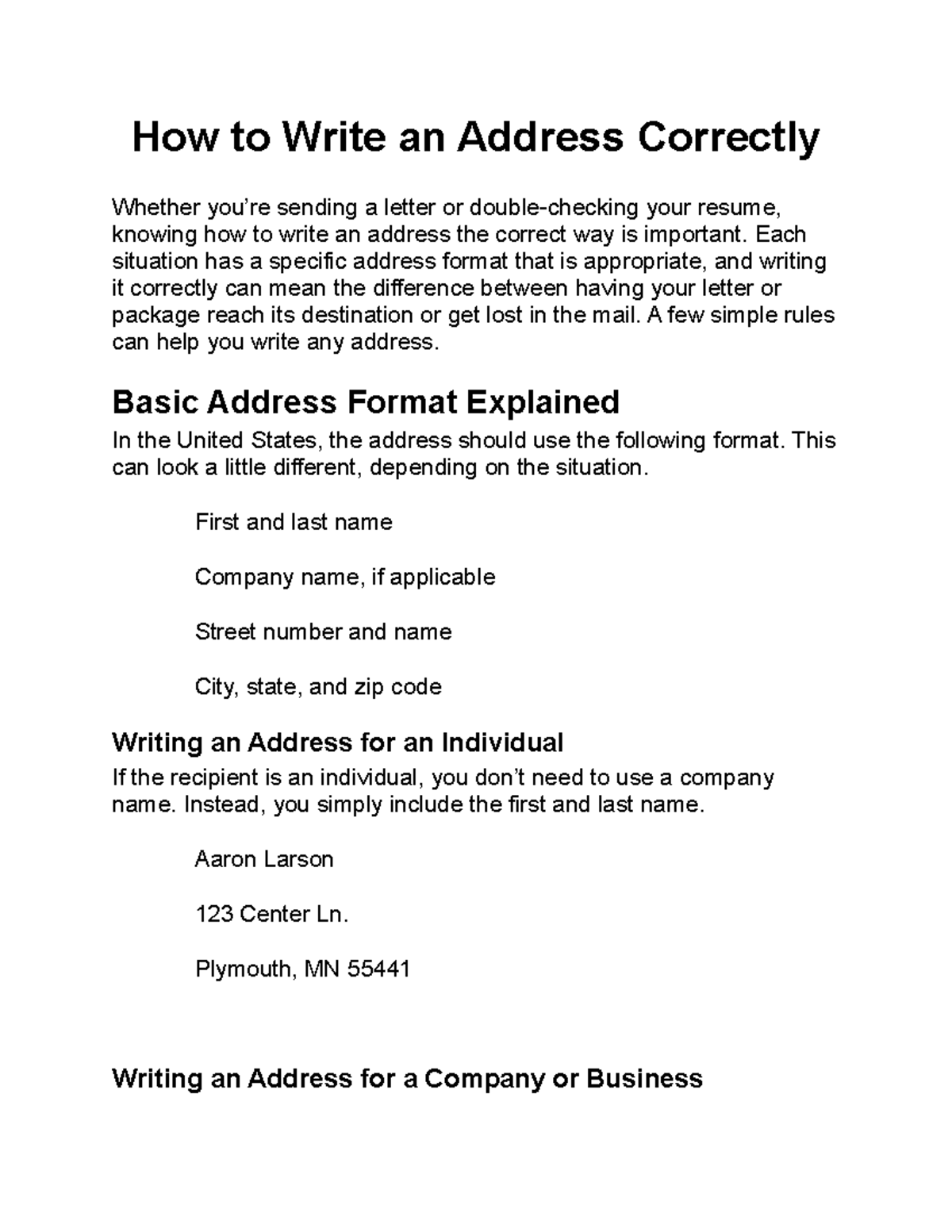 How to Write an Address Correctly - How to Write an Address Correctly ...