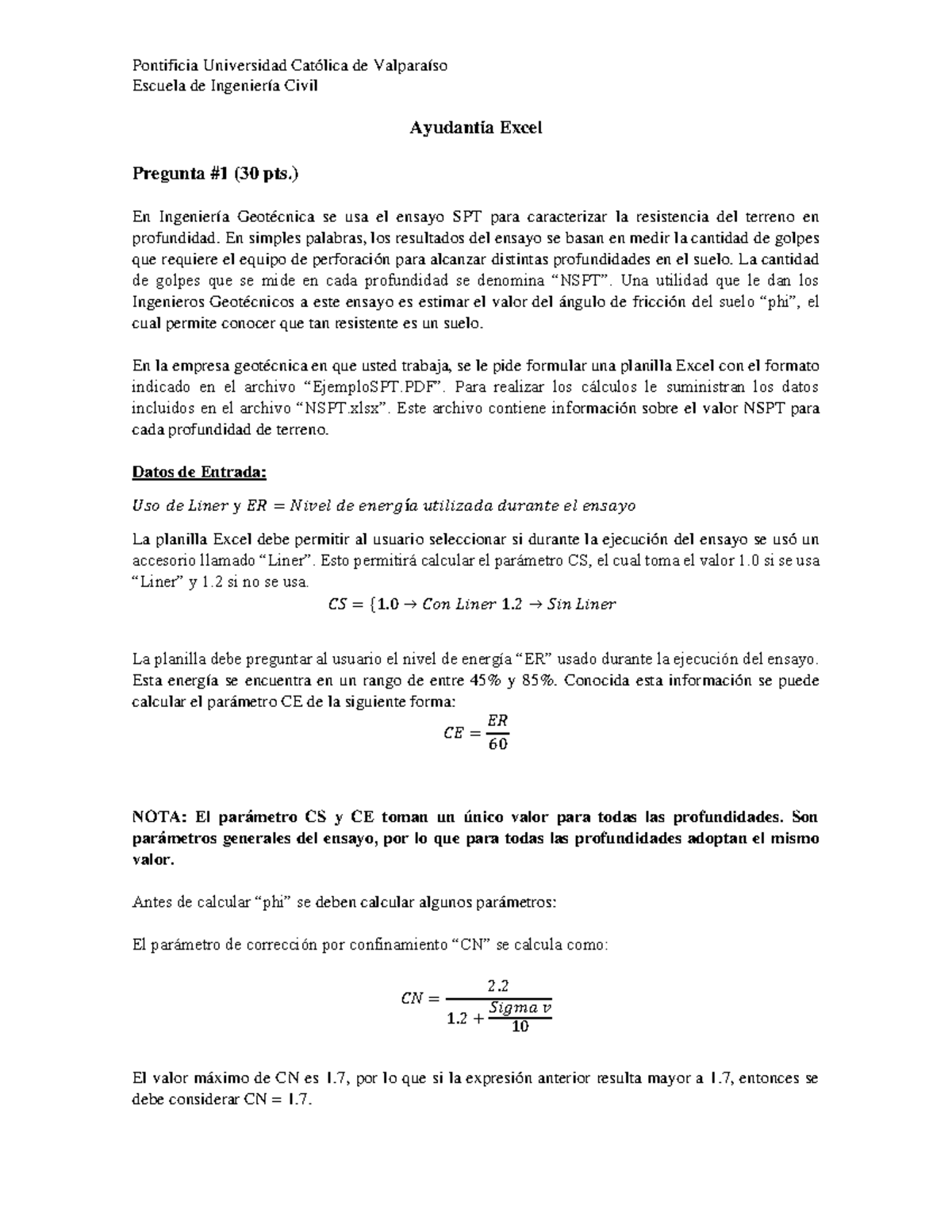 Ay excel 1 - sdfas fdsaf asdf - Escuela de Ingeniería Civil Ayudantia ...