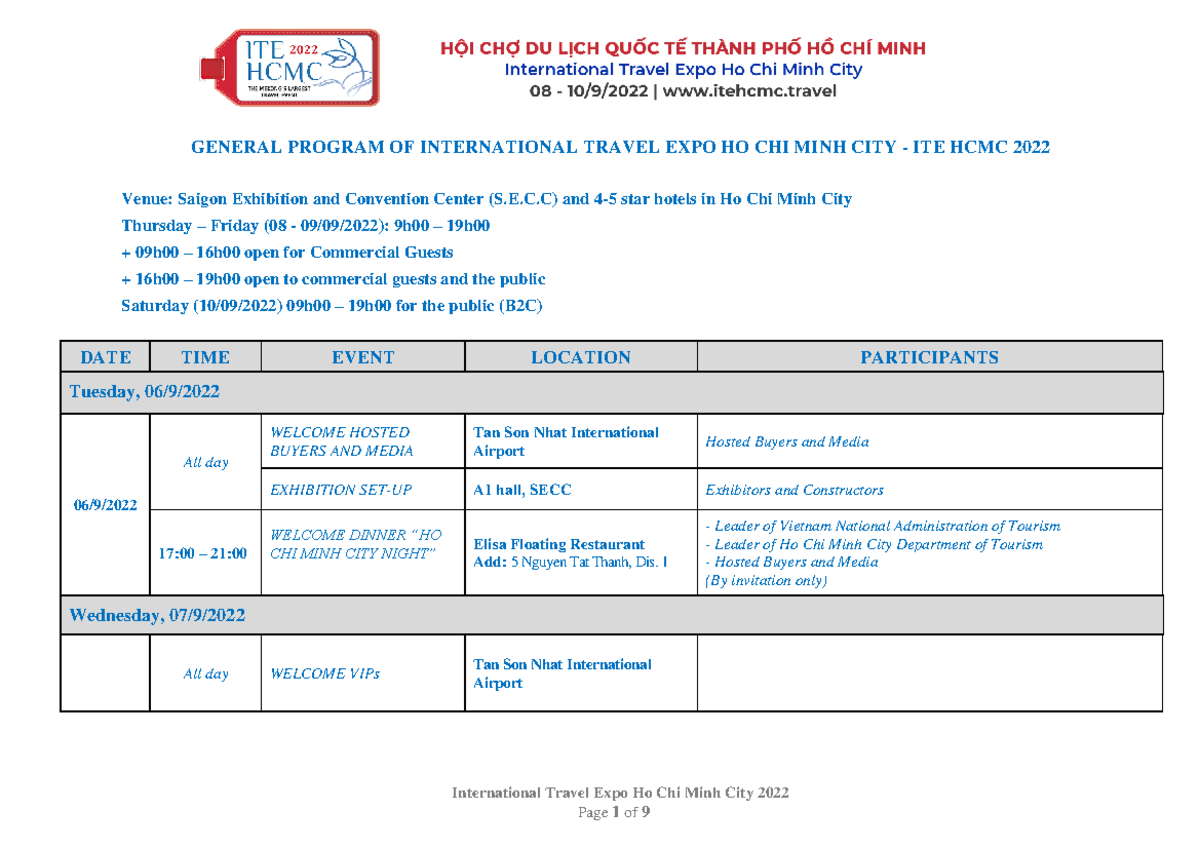 General Program OF ITE HCMC 2022 (En) update 02 - International Travel ...