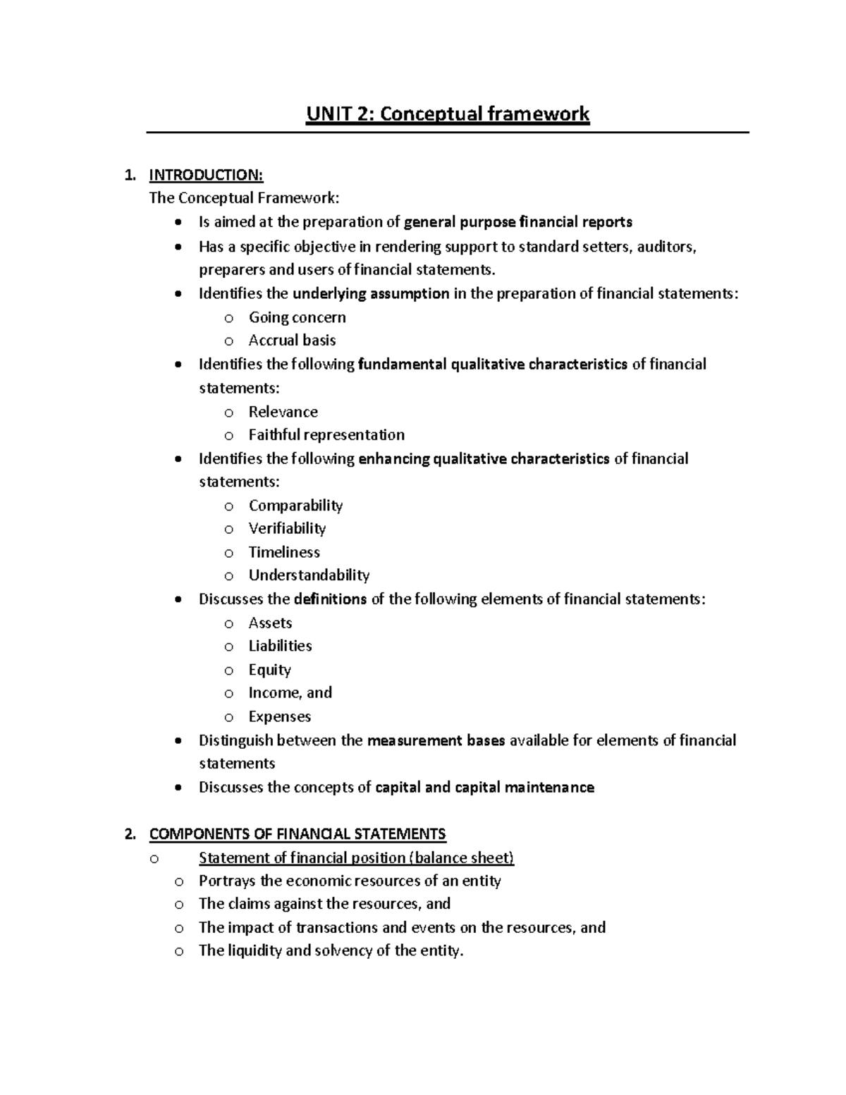 Unit 2 - Conceptual Framework - UNIT 2: Conceptual framework 1 ...