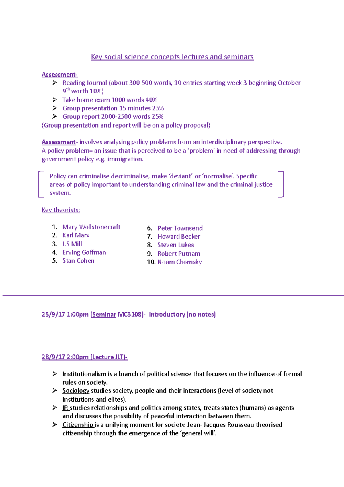Key social science concepts - A policy problem= an issue that is ...
