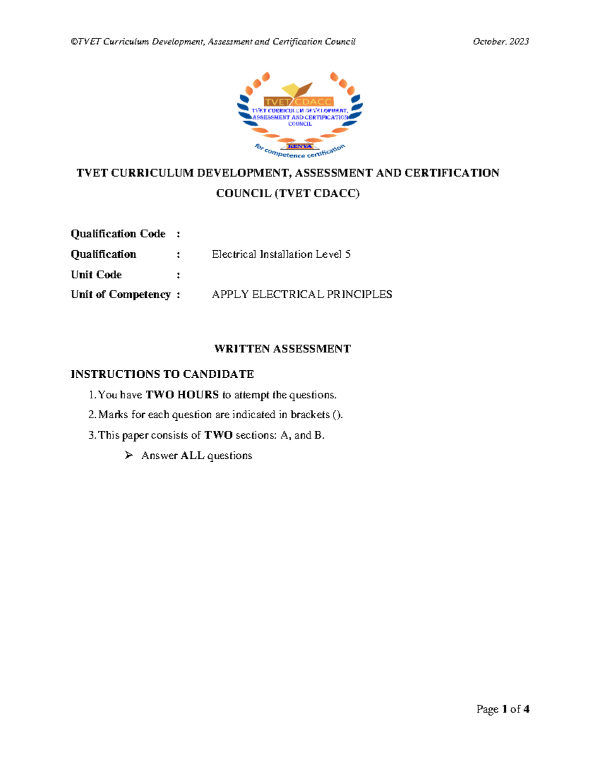 Assessment L5 - READ MORE - TVET CURRICULUM DEVELOPMENT, ASSESSMENT AND ...