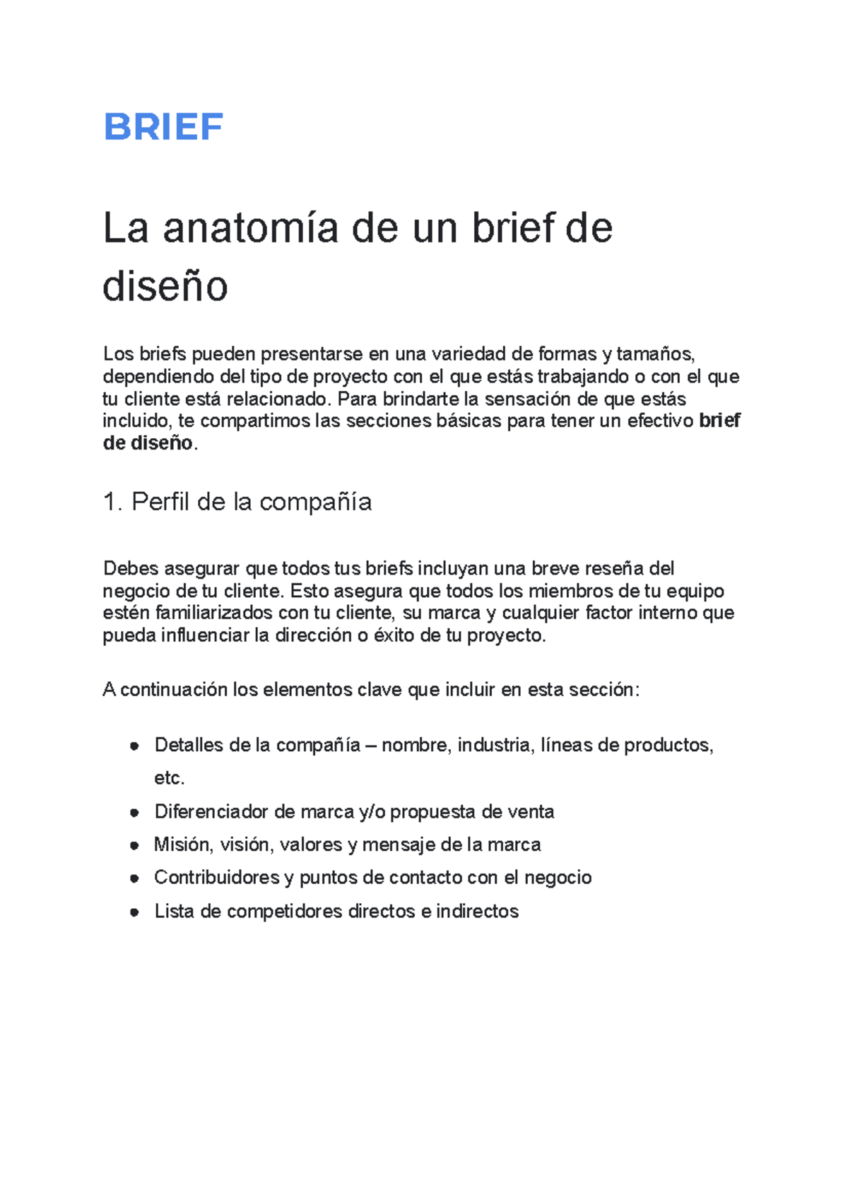 Brief - Si lo necesitas te puede servir - BRIEF La anatomía de un brief ...