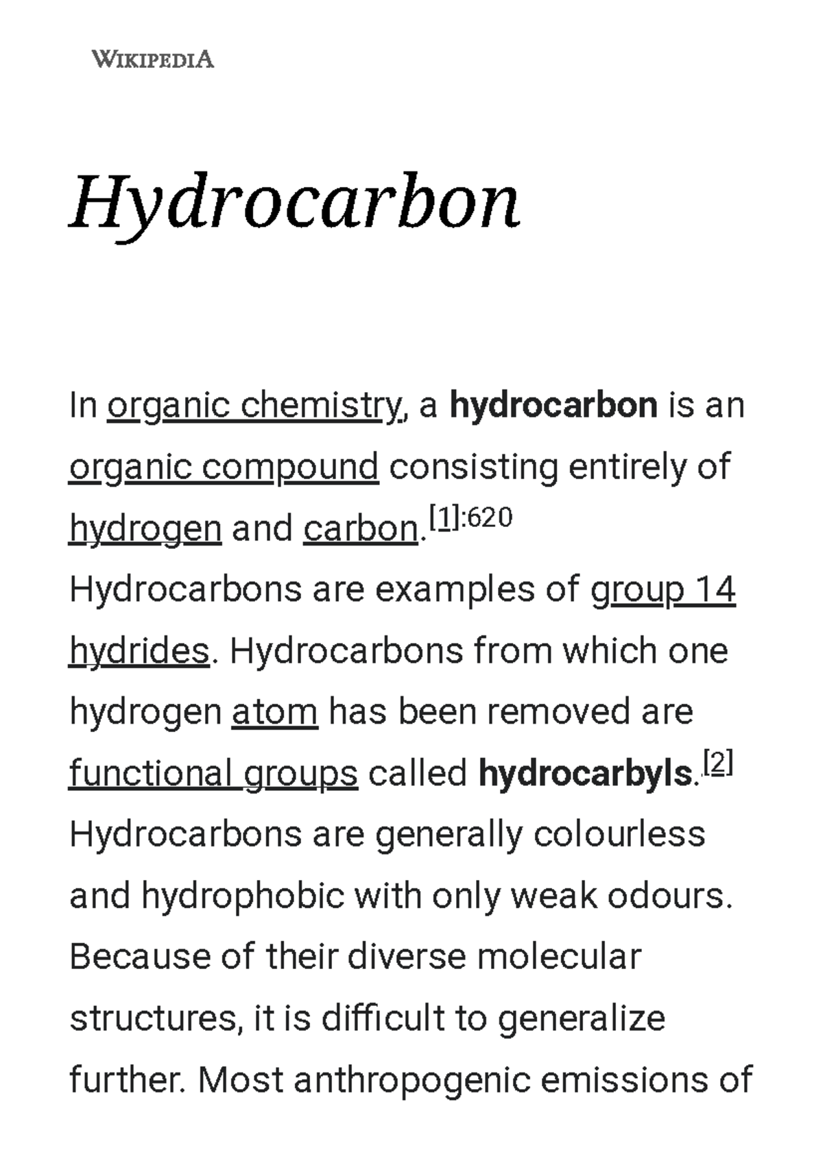 Hydrocarbon - Wikipedia - Hydrocarbon In organic chemistry, a ...