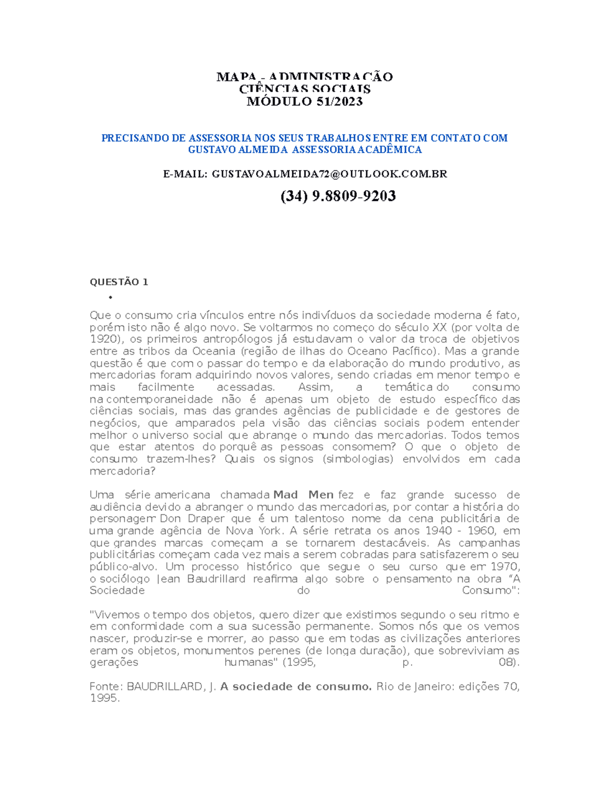 MAPA - ADM - Ciências Sociais - 512023 - MAPA - ADMINISTRAÇÃO CIÊNCIAS ...