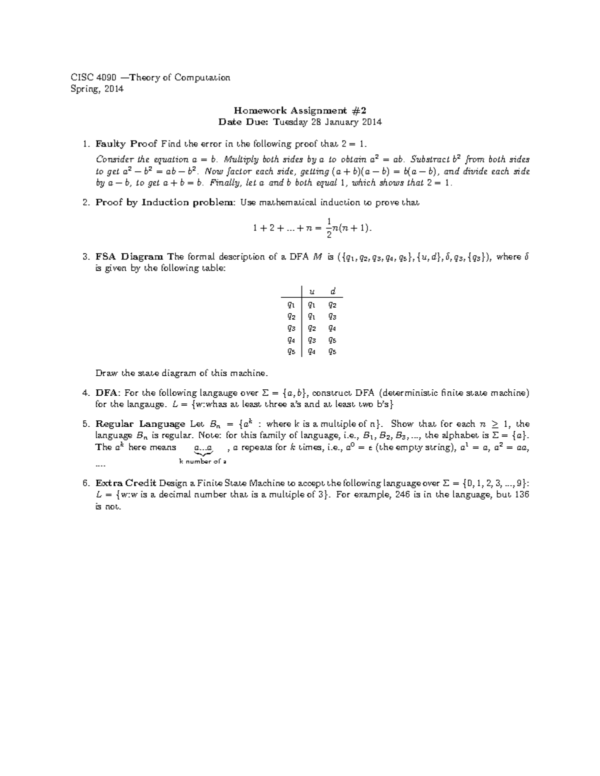Hw2 Q Sol Homework Assignment 2 Cisc 4090 —theory Of Computation