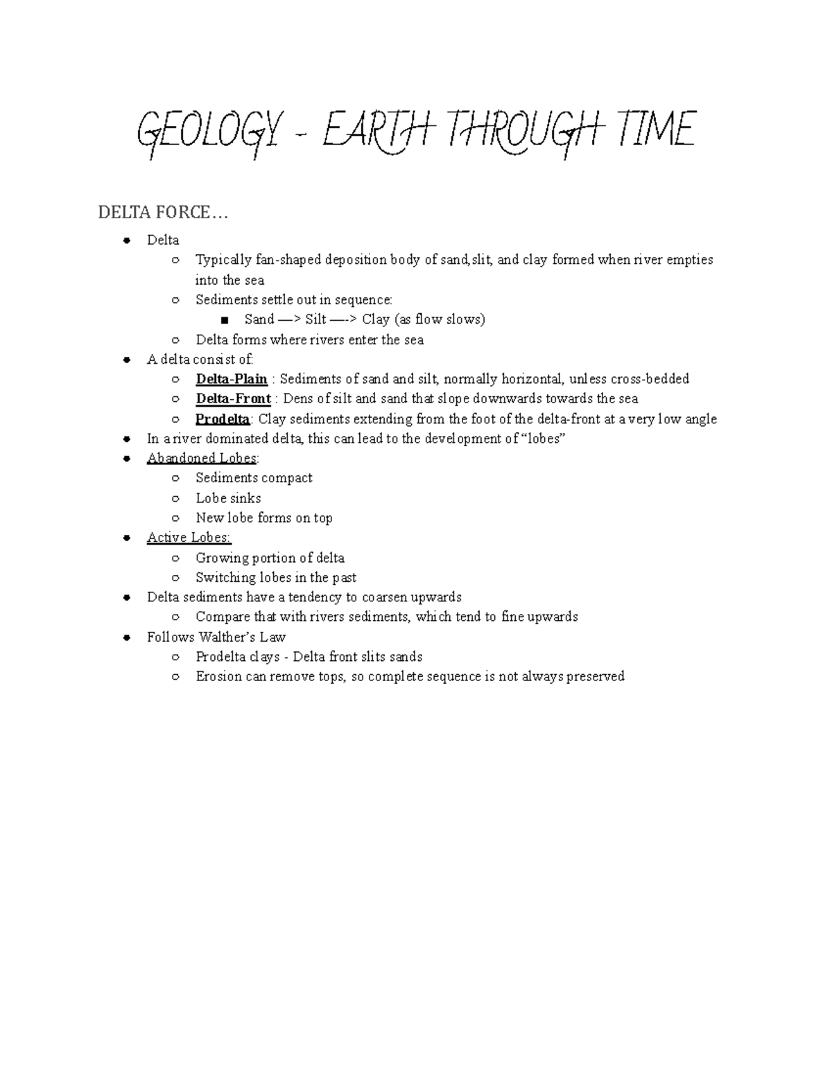 Delta Force - GEOLOGY - EARTH THROUGH TIME DELTA FORCE... Delta ...
