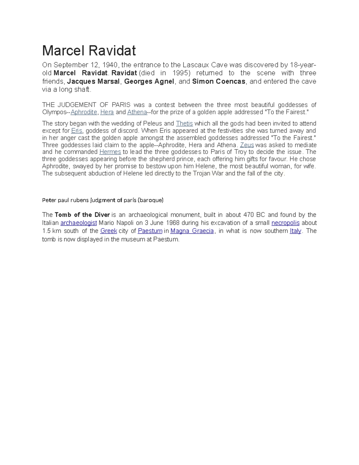 Grade 9 arts - quiz - Marcel Ravidat On September 12, 1940, the ...