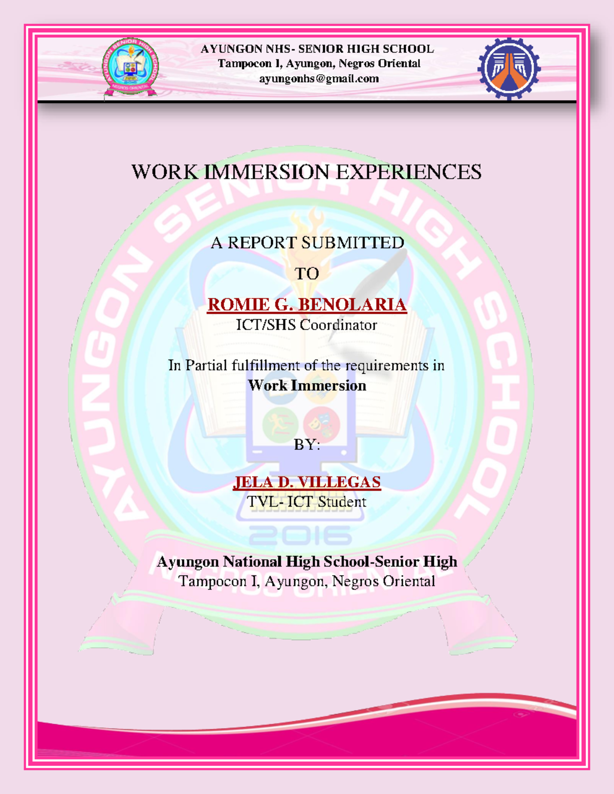 Work Immersion Sample - Science Module - SSC - Studocu