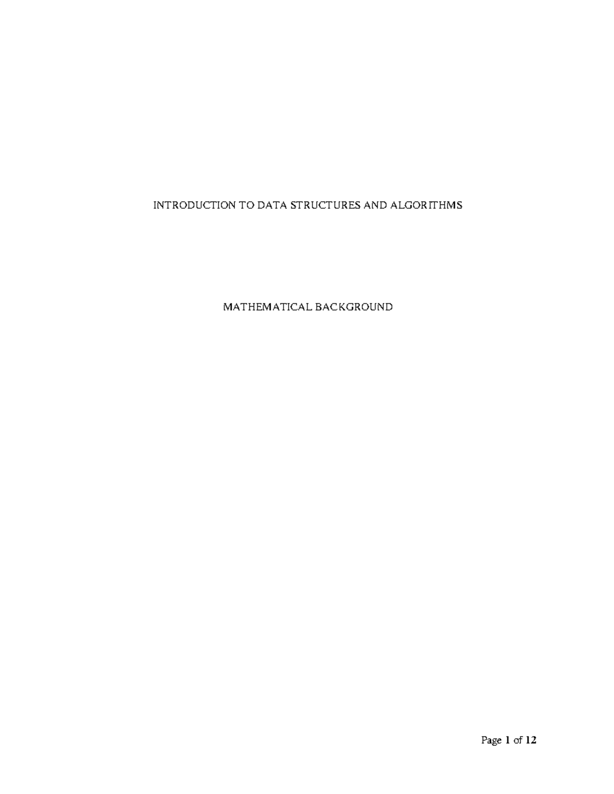 Mathematical background of data structures and algorithms ...