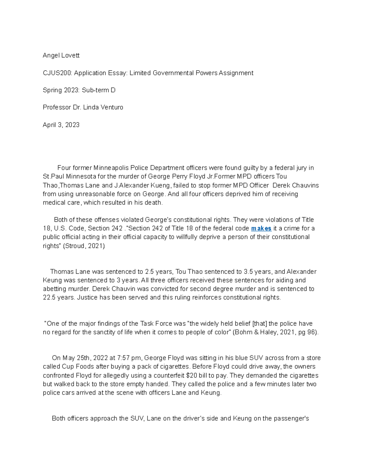 Limited Governmental Powers Assignment - Linda Venturo April 3, 2023 ...