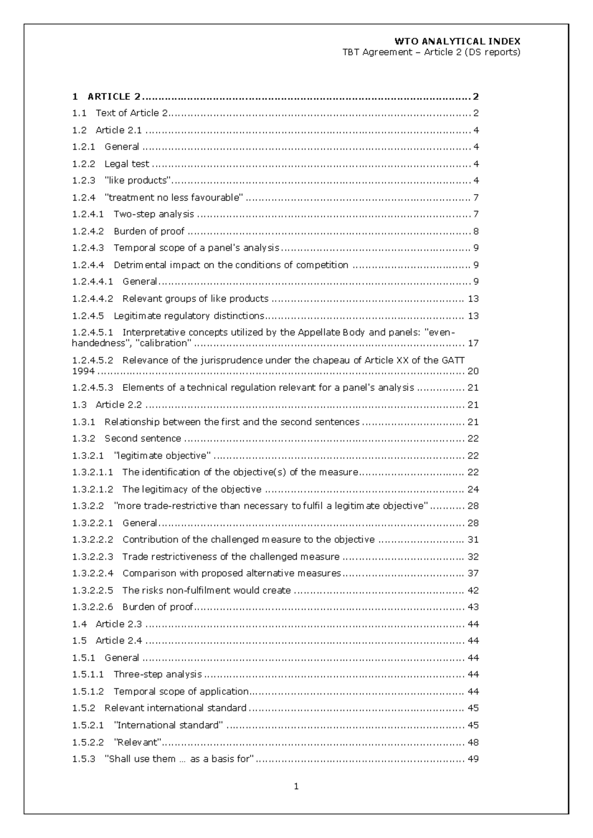 Tbt art2 jur - WTO TBT Agreement - TBT Agreement – Article 2 (DS ...