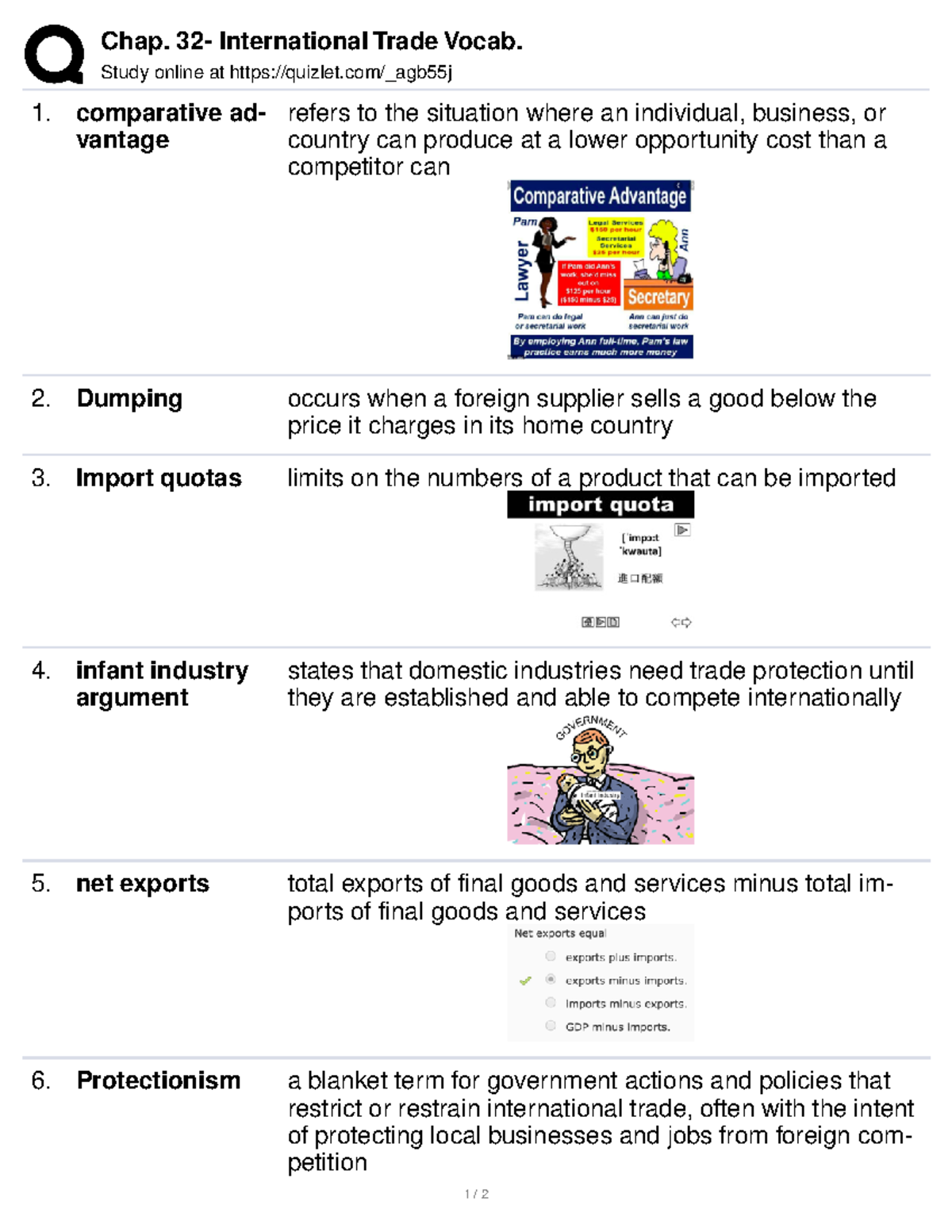 Chap. 32- International Trade Vocab - Chap. 32- International Trade ...