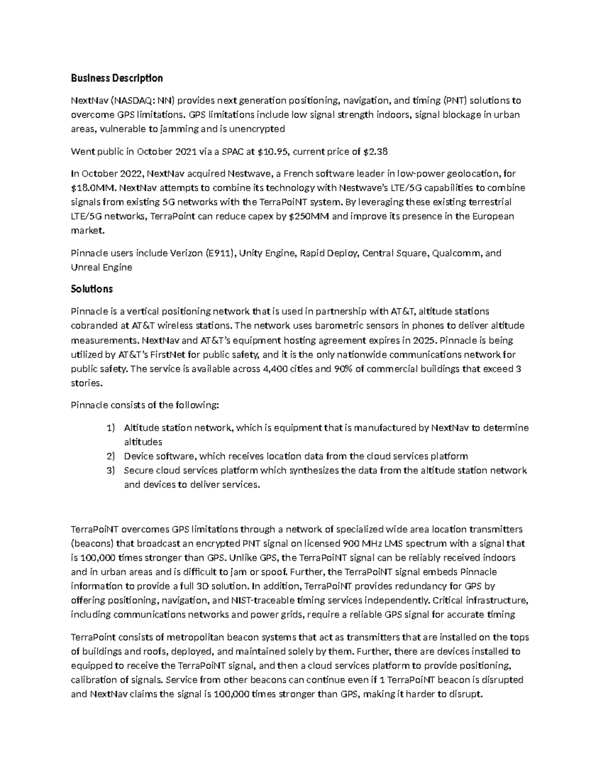 Next Nav - Notes - Business Description NextNav (NASDAQ: NN) provides ...