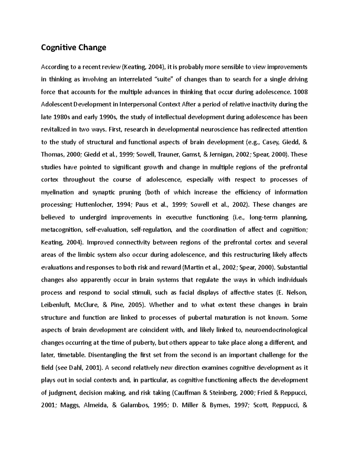 Cognitive Change - Cognitive Change According to a recent review ...