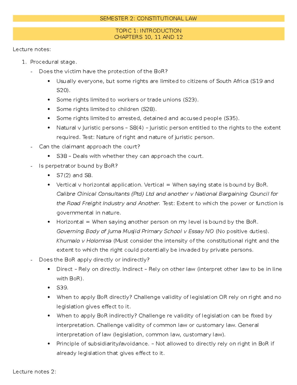CON - Sem2, Topic 1 - SEMESTER 2: CONSTITUTIONAL LAW TOPIC 1 ...
