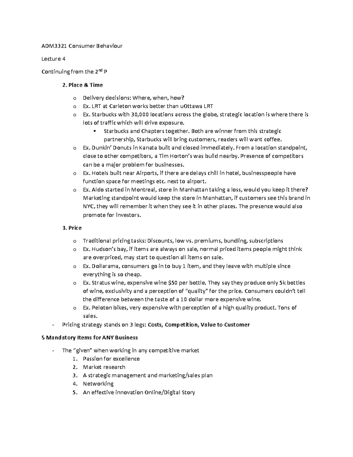 Adm3321 Lecture 4 Notes Adm3321 Consumer Behaviour Lecture 4