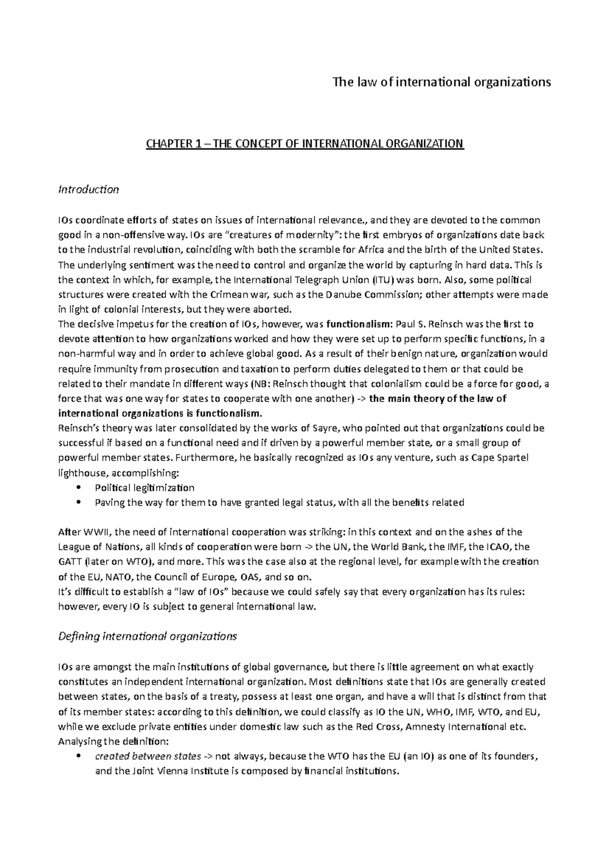 The law of international organizations - , and they are devoted to the ...