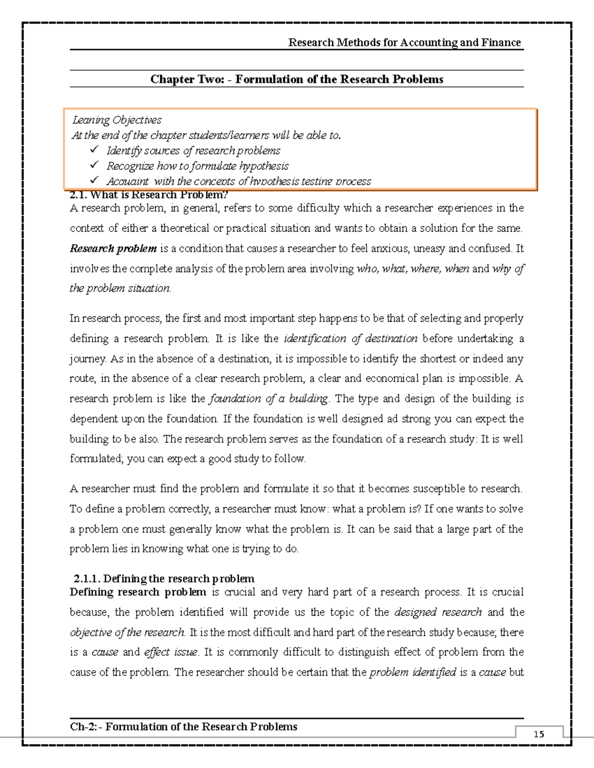 Ch-2 RM Handout - Teaching material - Chapter Two: - Formulation of the ...