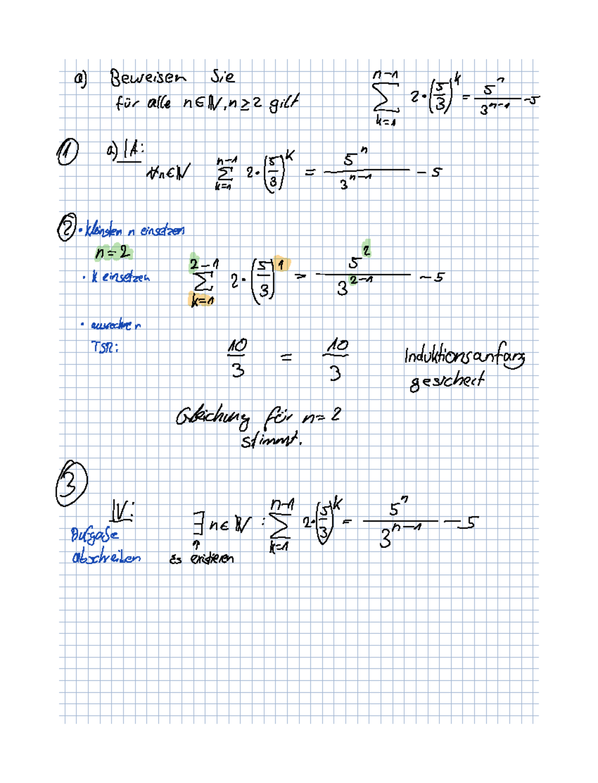 Vollständige Induktion 2 - Mathematik 1 - a Beweisen Sie für alle nfN ...