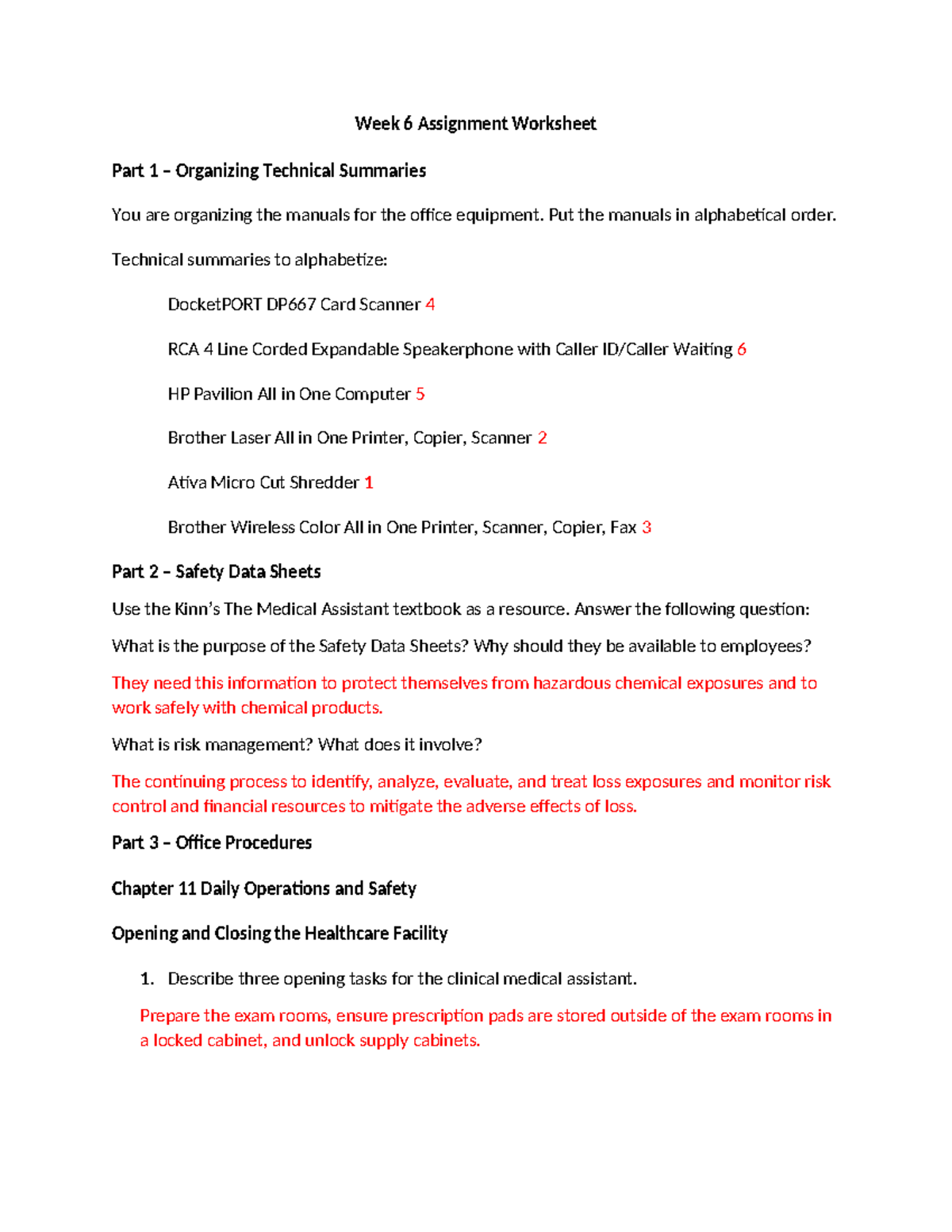 Wk6 - answer - Week 6 Assignment Worksheet Part 1 – Organizing ...