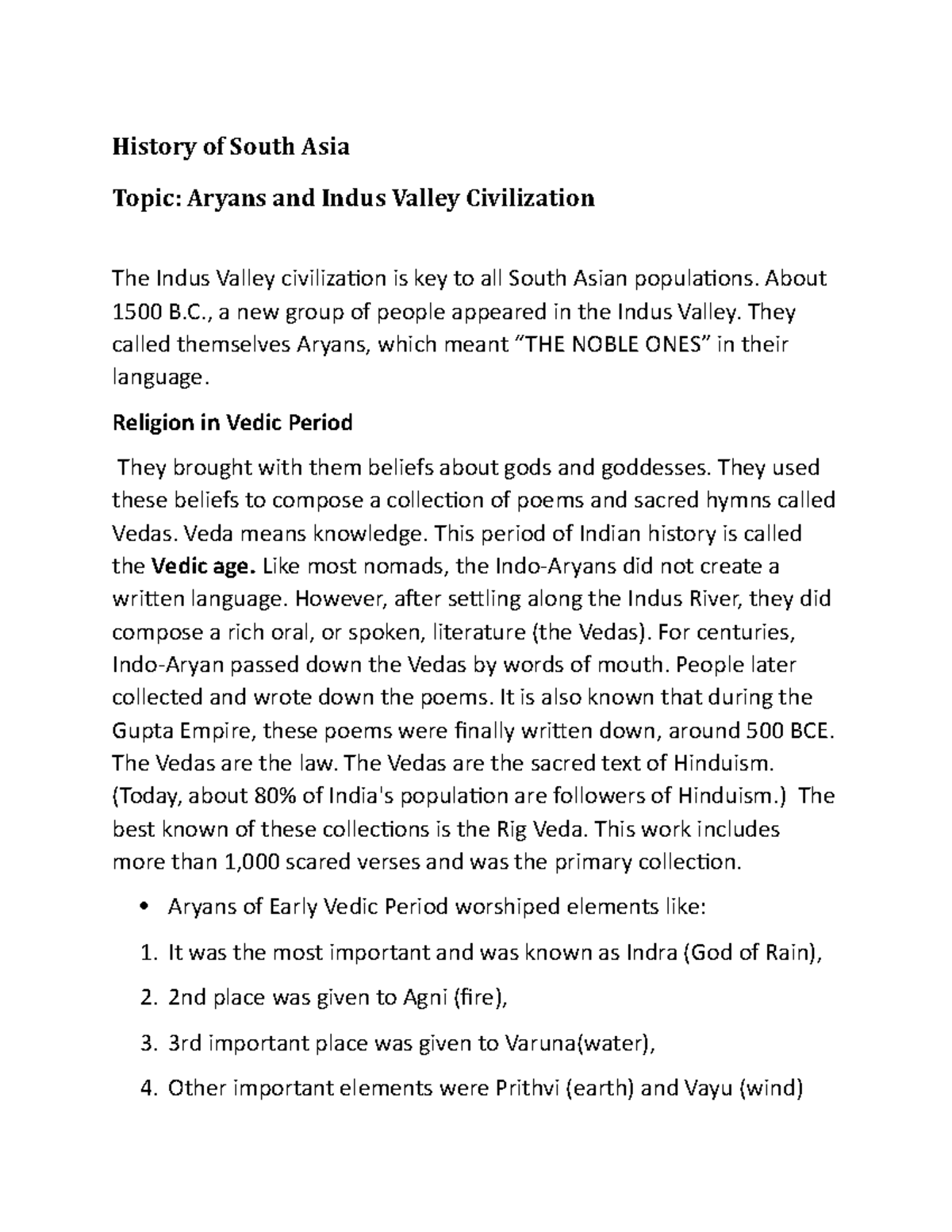 3. South Asian History THE Aryans - History of South Asia Topic: Aryans ...