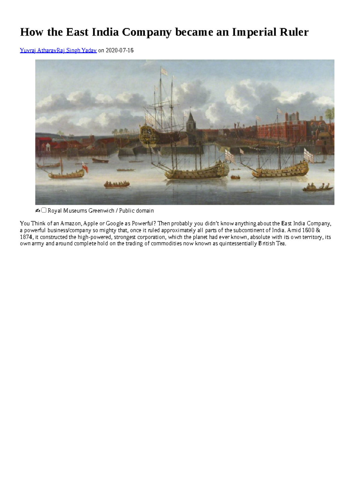 How the East India Company became an Imperial Ruler - Amid 1600 & 1874 ...