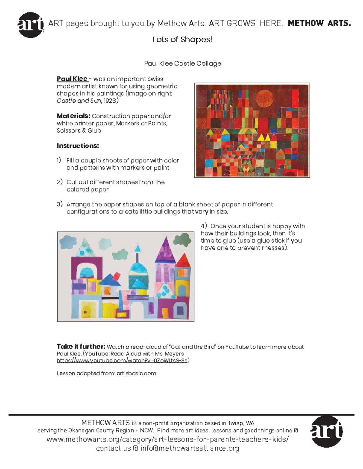 Methow Arts ART Pages Paul Klee 1 - Lots of Shapes! Kindergarten Art ...