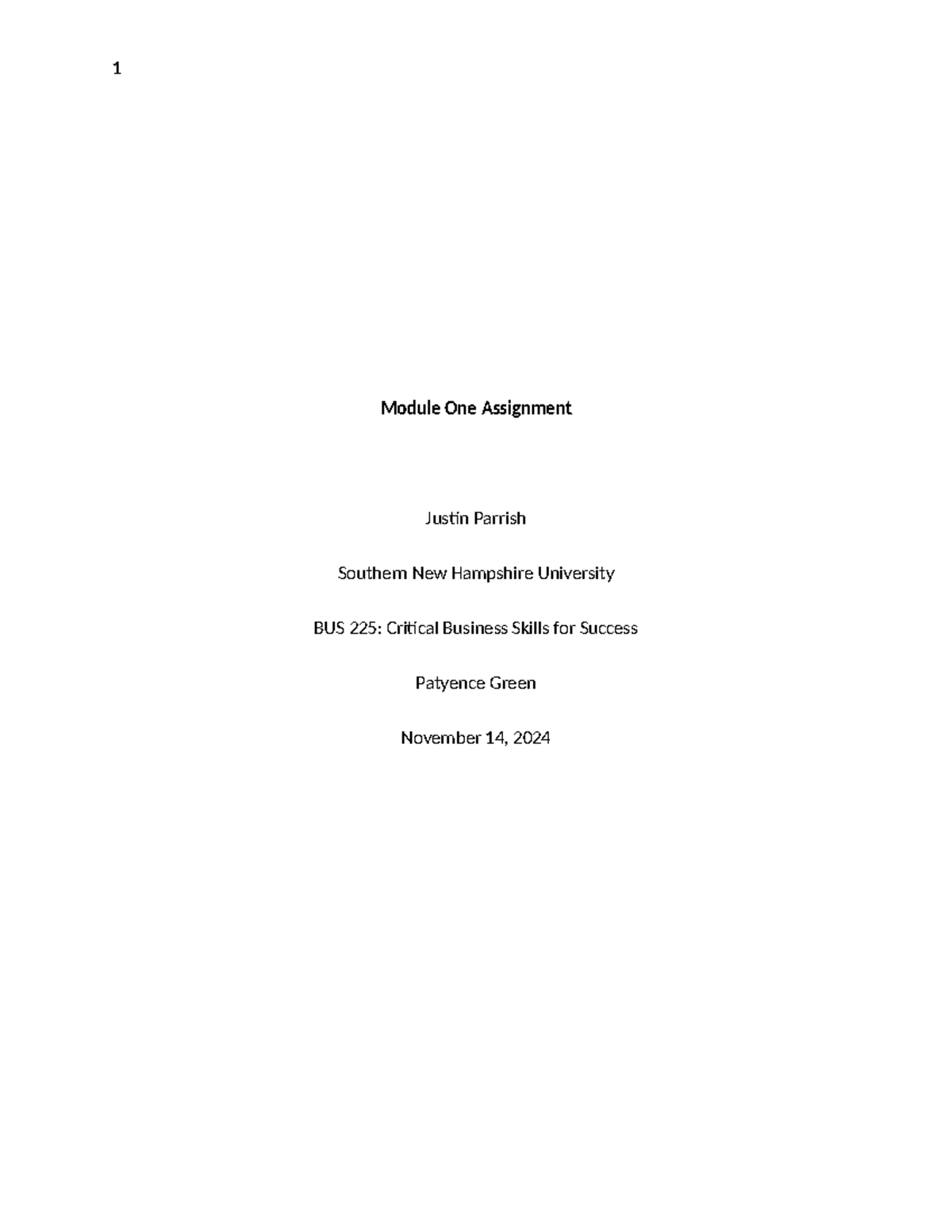 BUS225 Module One Assignment-2 - Module One Assignment Justin Parrish ...