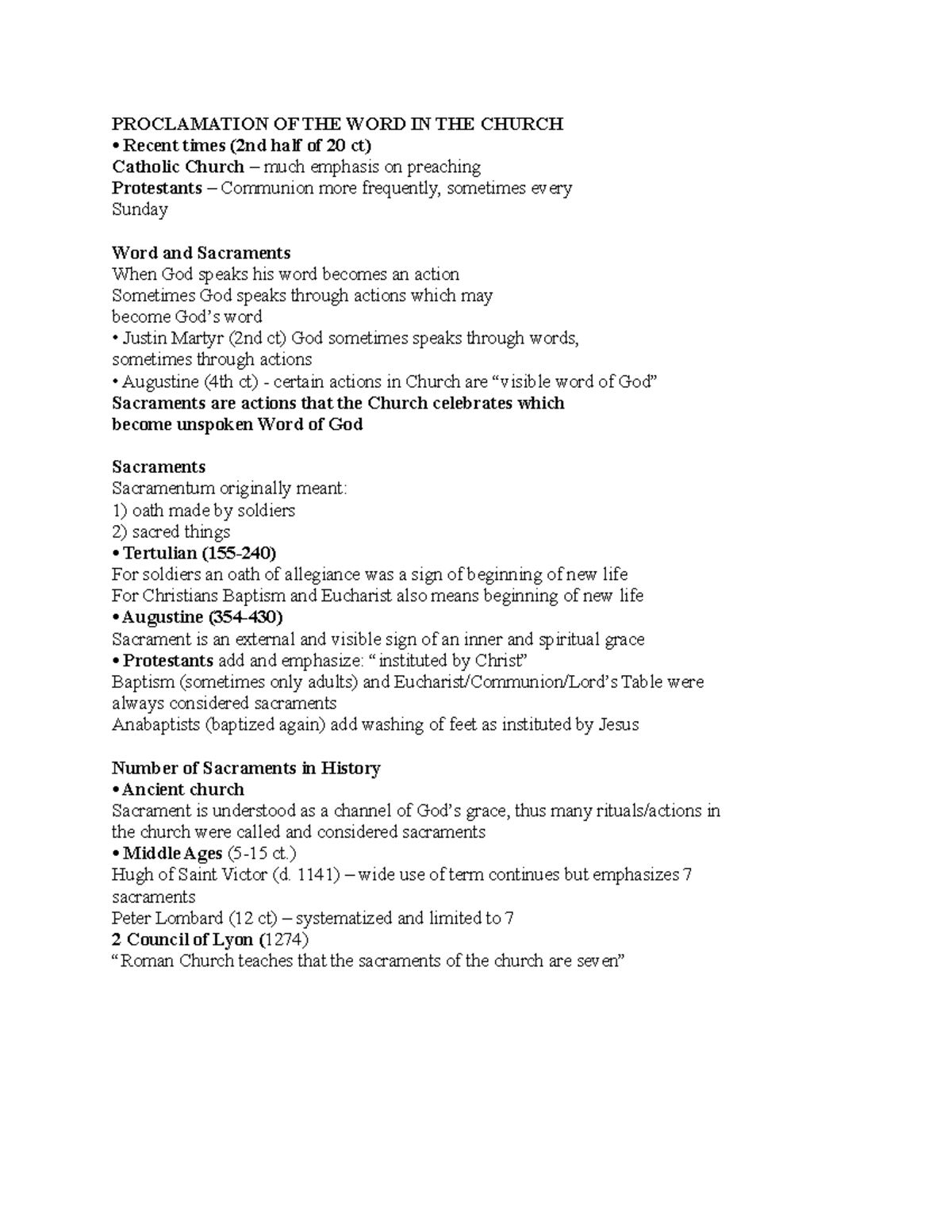 Proclamation OF THE WORD IN THE Church - PROCLAMATION OF THE WORD IN ...