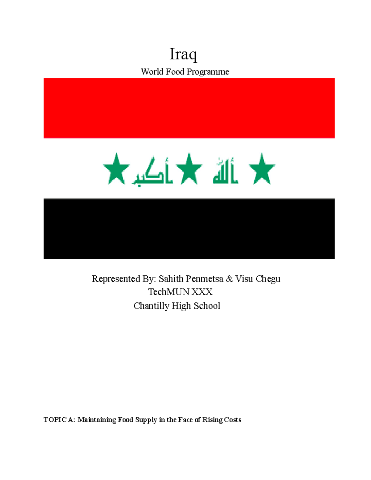 Tech MUN Position Paper - Iraq World Food Programme Represented By ...