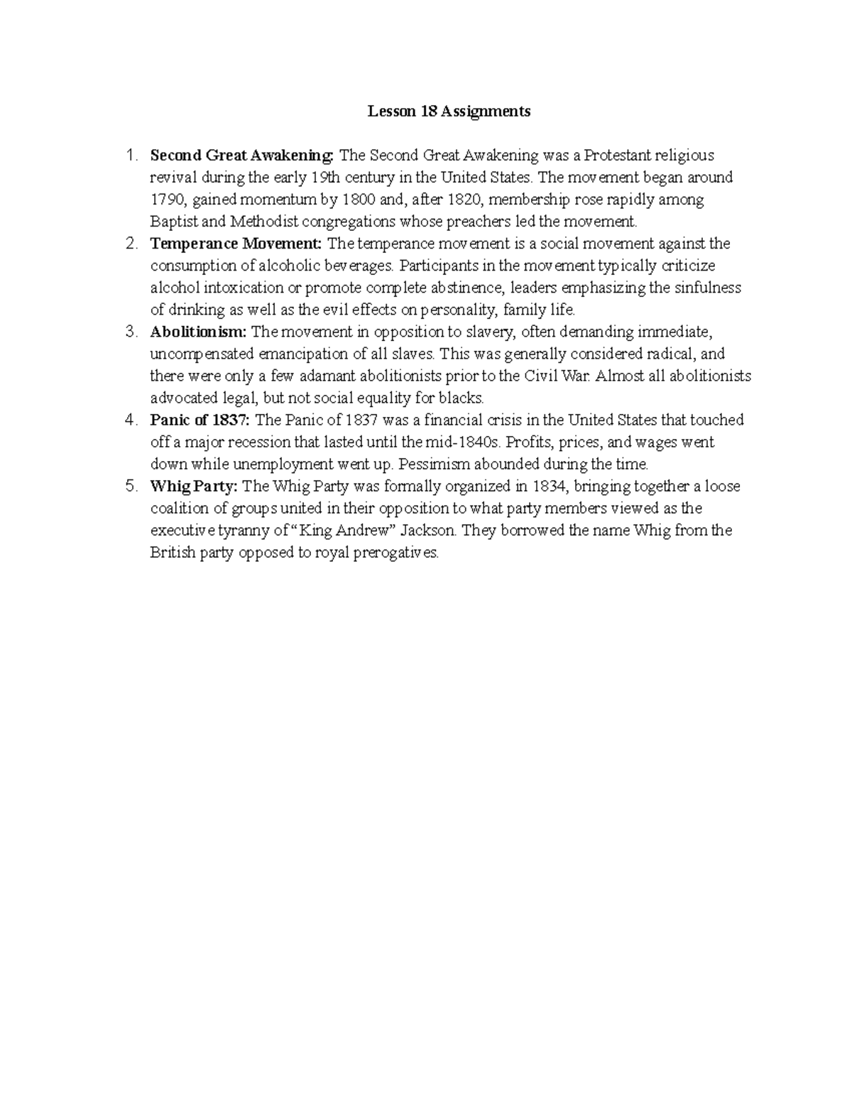 Lesson 18 Assignments - Lecture notes 1 - Lesson 18 Assignments 1 ...