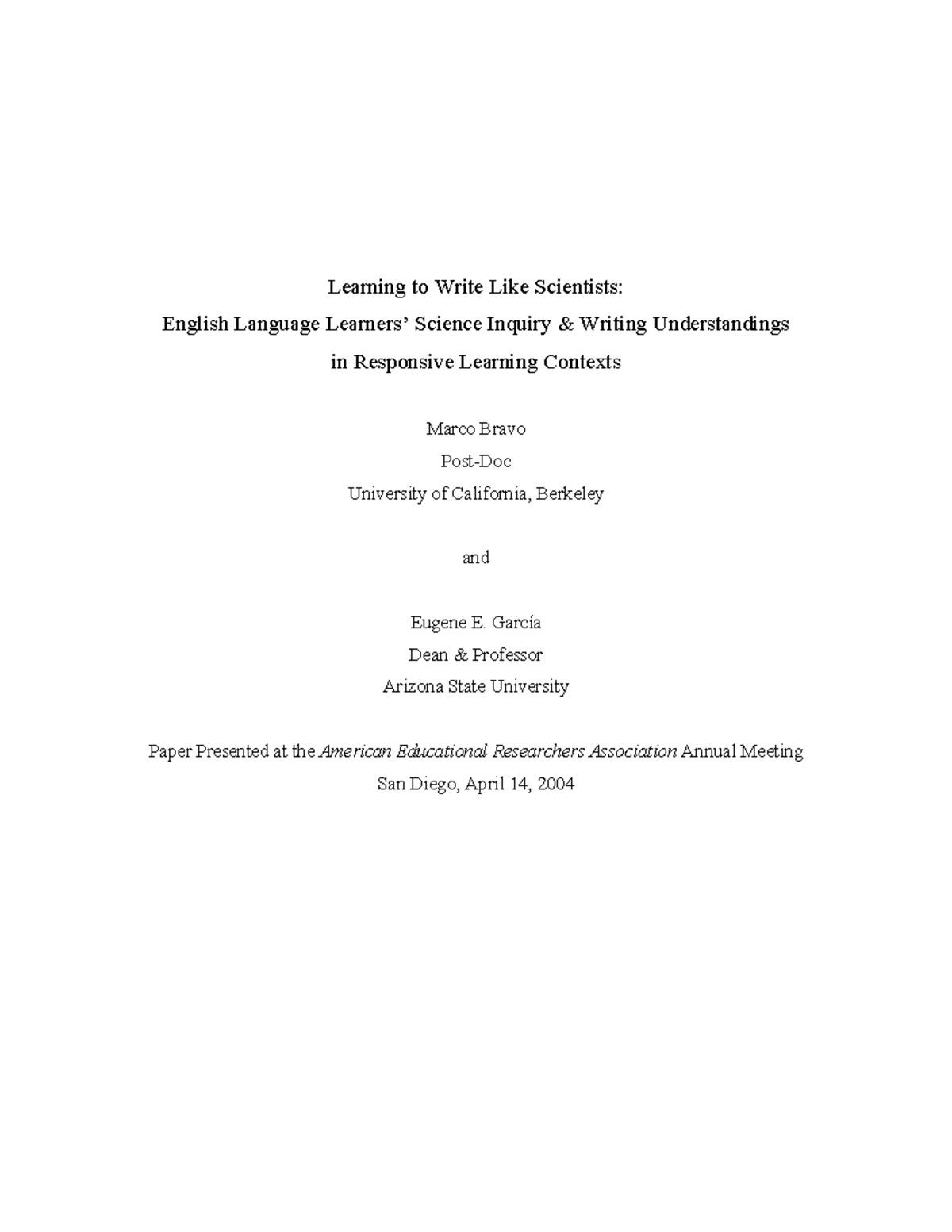 Learning to Write Like Scientists - Learning to Write Like Scientists ...