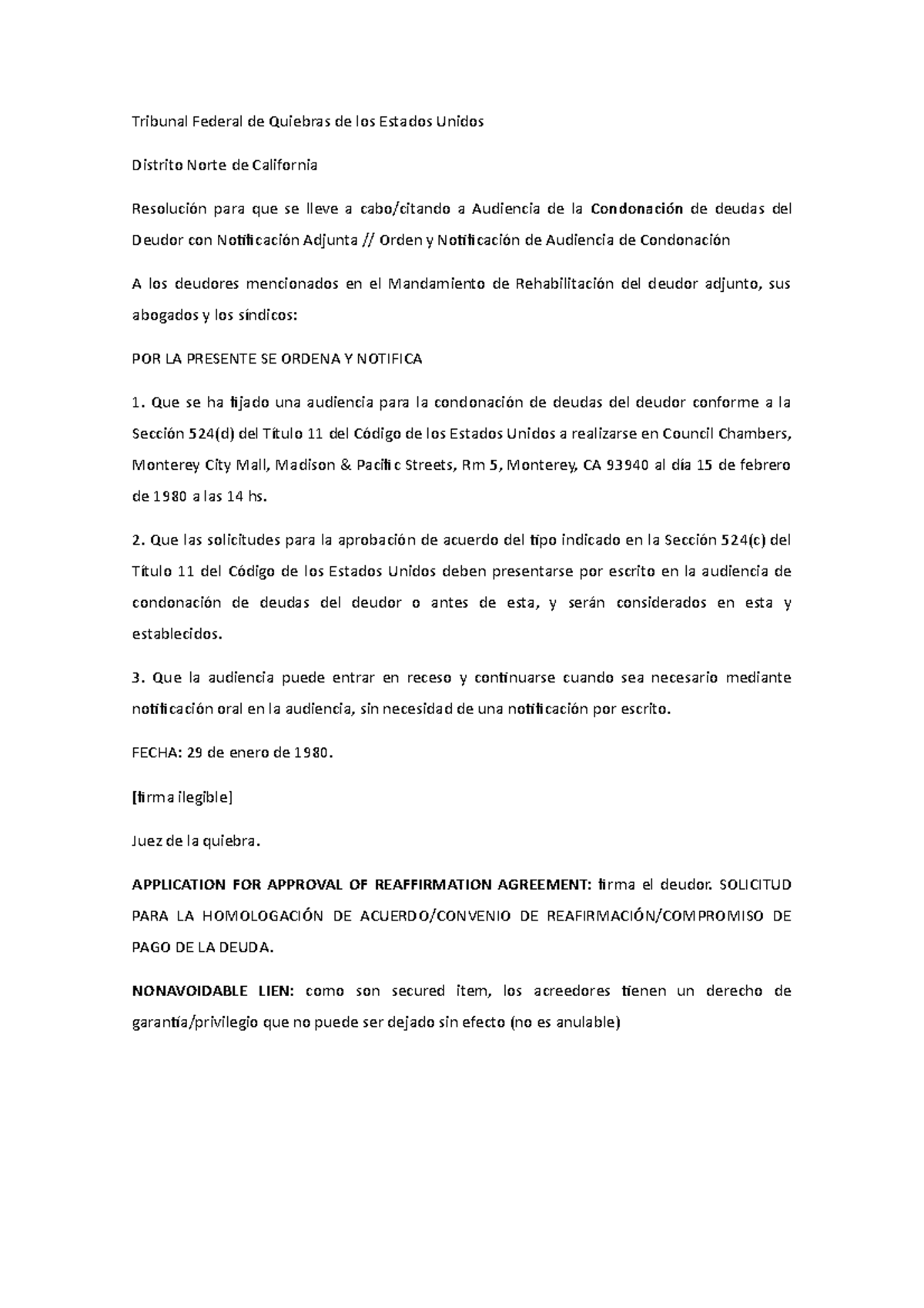 Order for Discharge - Translation - Tribunal Federal de Quiebras de los ...