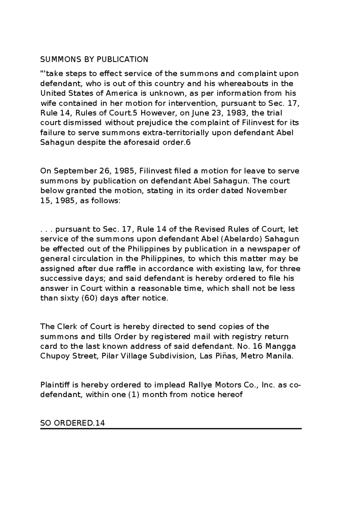 Summons BY Publication - SUMMONS BY PUBLICATION "'take steps to effect ...