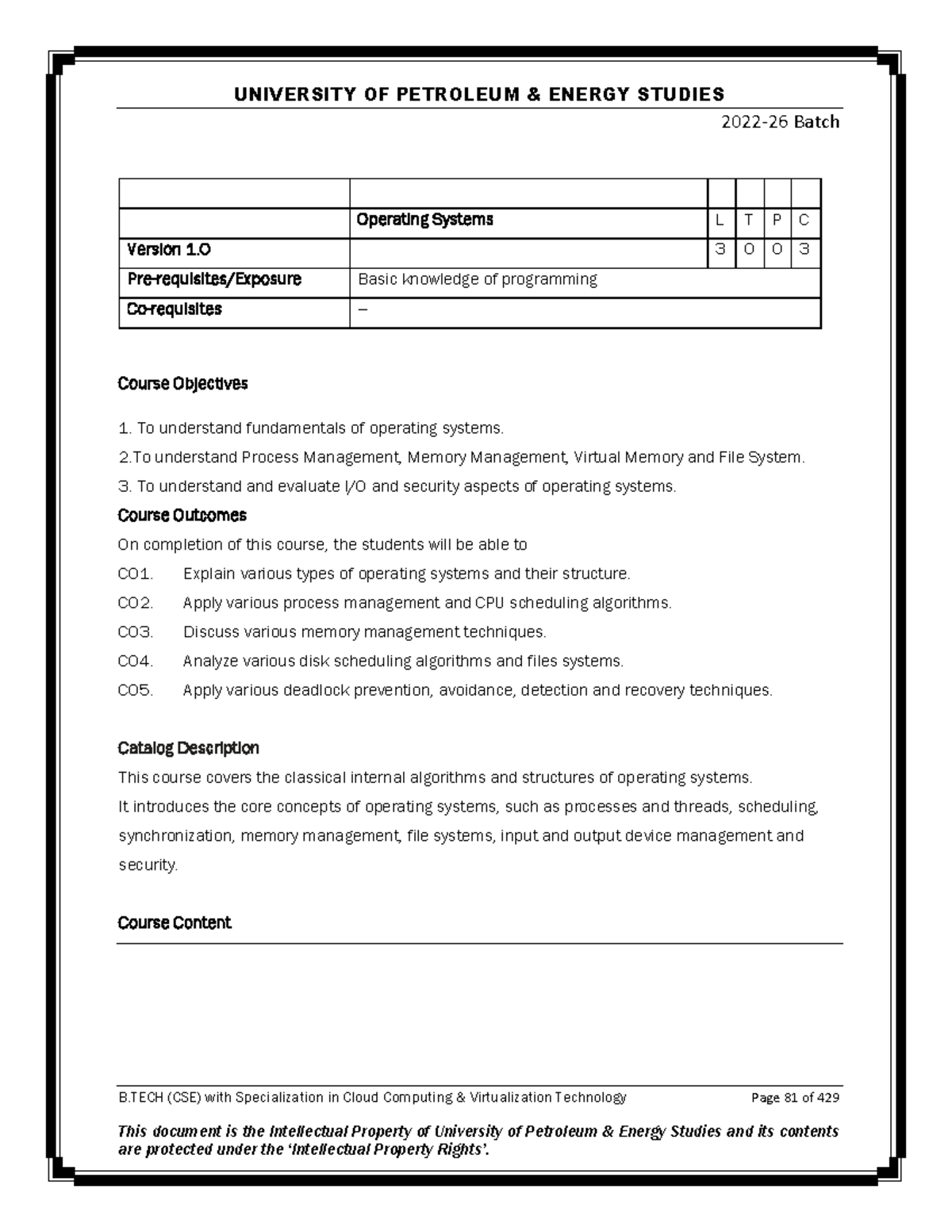 OS Syllabus - 2022-26 Batch B (CSE) with Specialization in Cloud ...