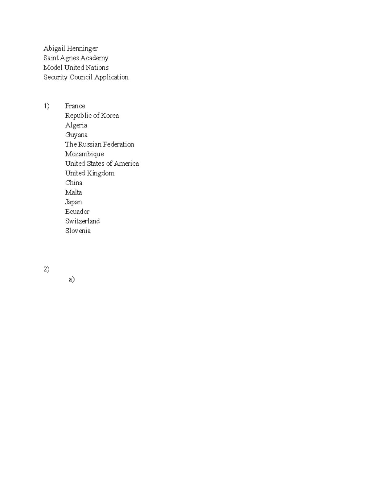 MUN Secratry Council - dont use - 1014 - Abigail Henninger Saint Agnes ...