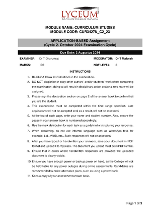 MTM3427N C2 23 October 2024 Assignment - MODULE NAME: Mathematics and ...