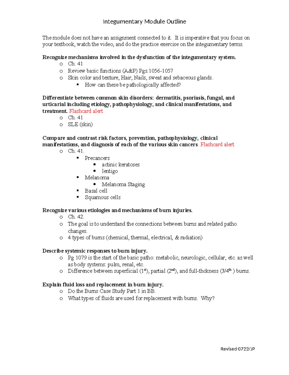 Module 11 Integumentary Outline - Integumentary Module Outline The ...