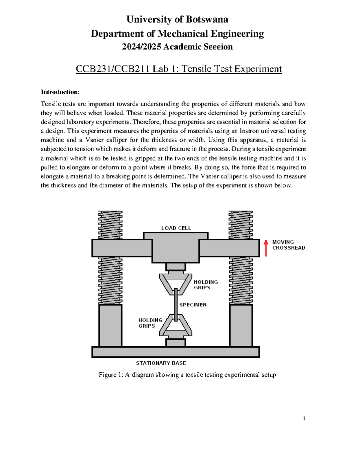 Lab 1 Instruction - Nice - 1 Introduction: Tensile tests are important ...