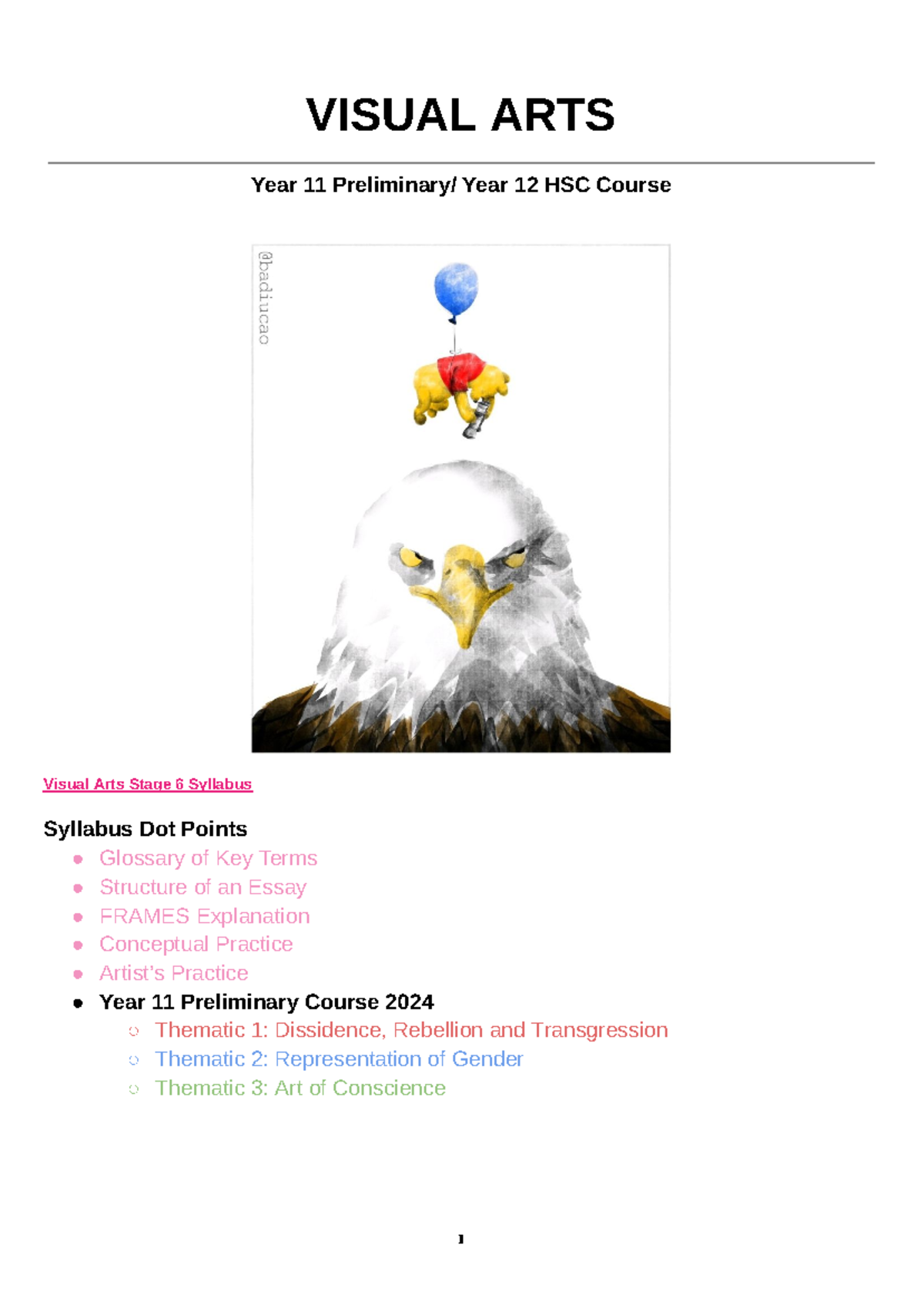 Visual ARTS HSC Stage 6 Notes - VISUAL ARTS Year 11 Preliminary/ Year ...