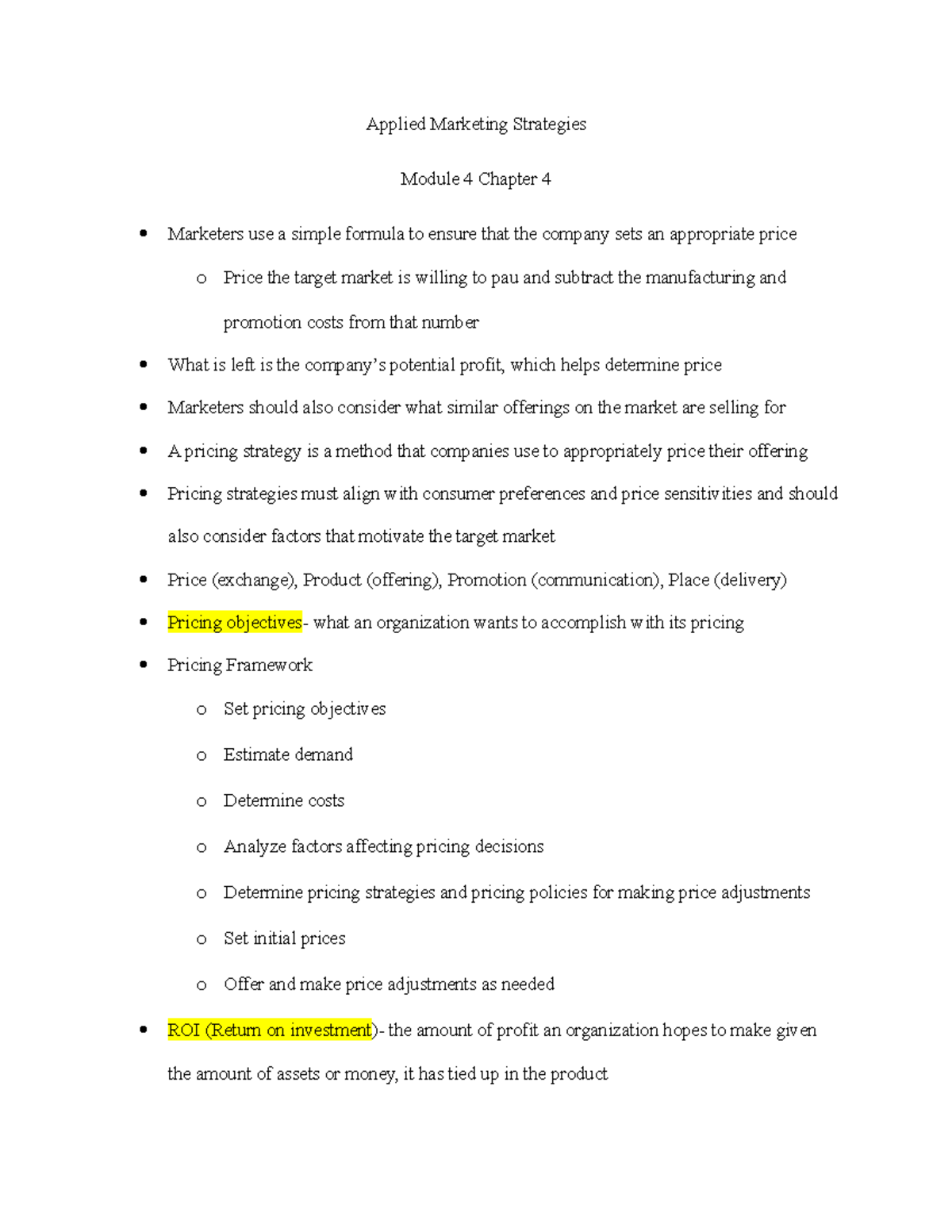 Module 4 chapter 4 notes - Applied Marketing Strategies Module 4 ...